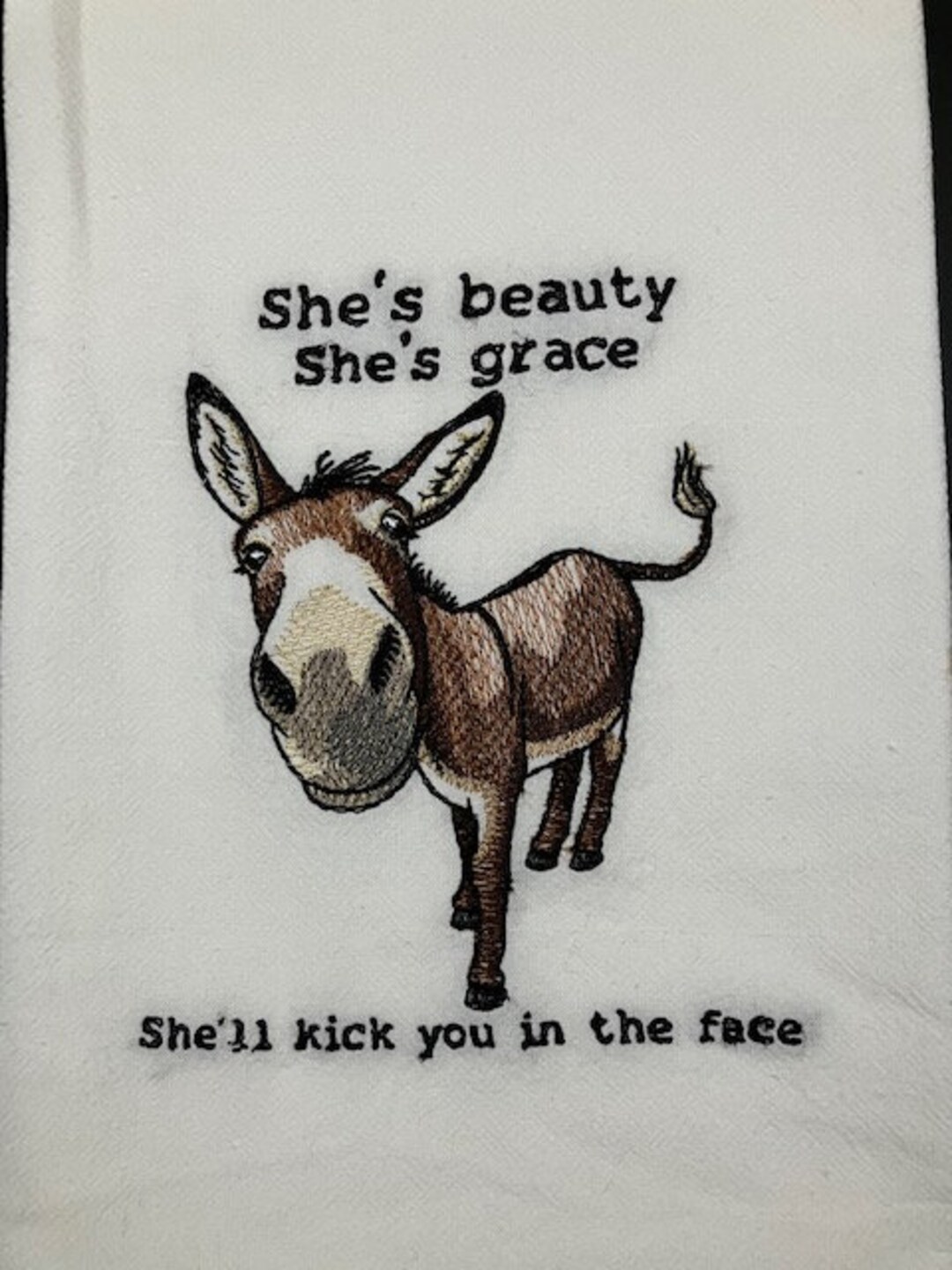 Donkey Flour Sack Towel. Machine Embroidered. Farmhouse Towel ...
