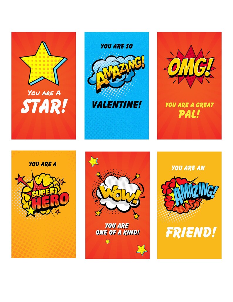 Imprimibles de San Valentín con cómics vintage para niños, diseños ...