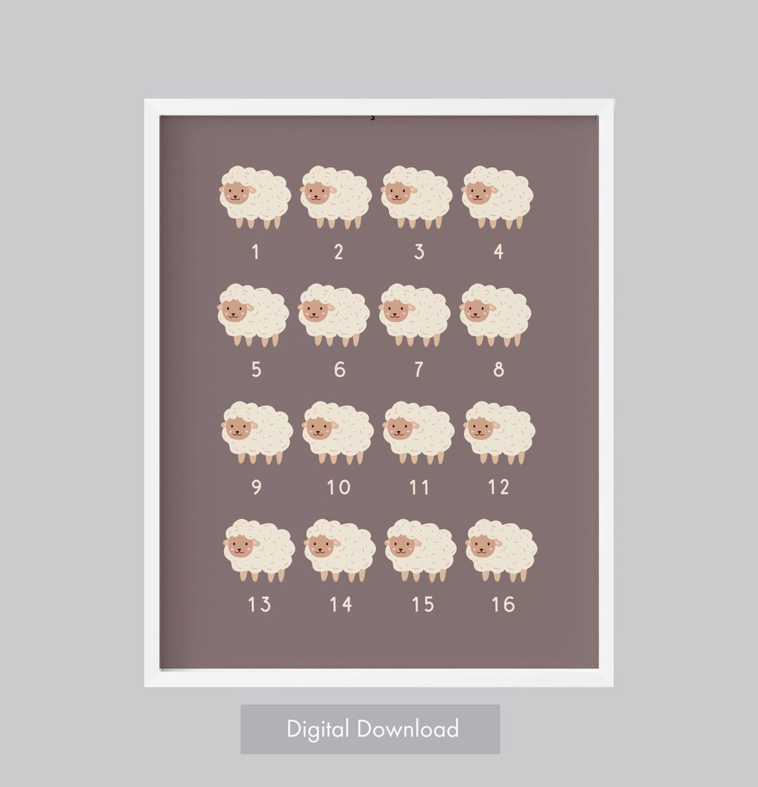Counting Sheep Wall Art - Charming Lamb Nursery Decor Digital Download ...