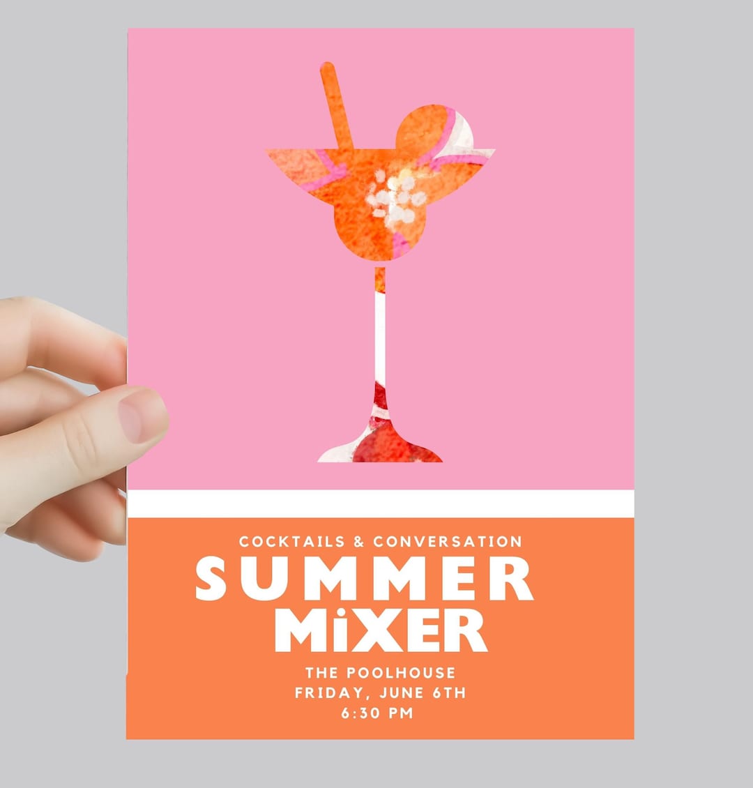 Summer Mixer, CANVA EDITABLE, Cocktail Party Invitation, Template ...