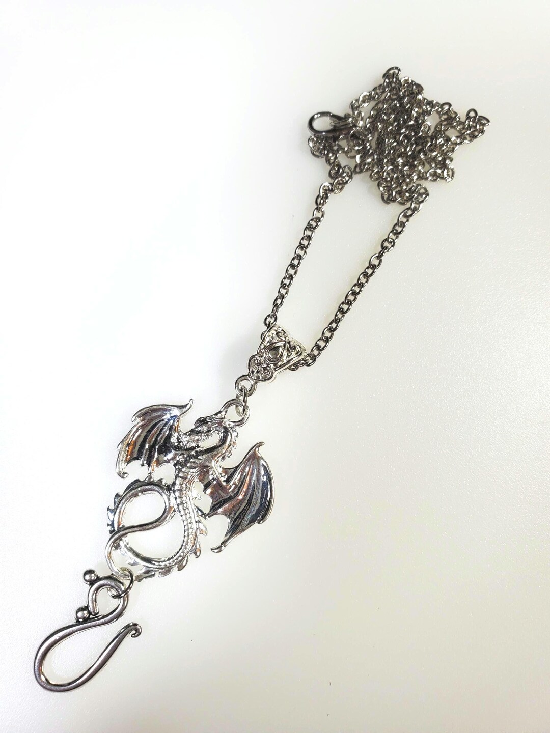 Silver Dragon Portuguese Knitting Pin Necklace or Clip On. - Etsy