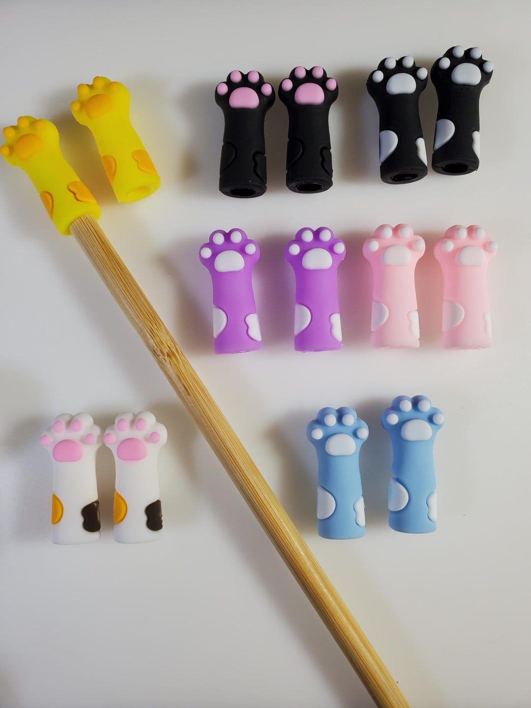 Pair of Cute Paw Knitting Needle Covers. Point Protectors. Knitting ...