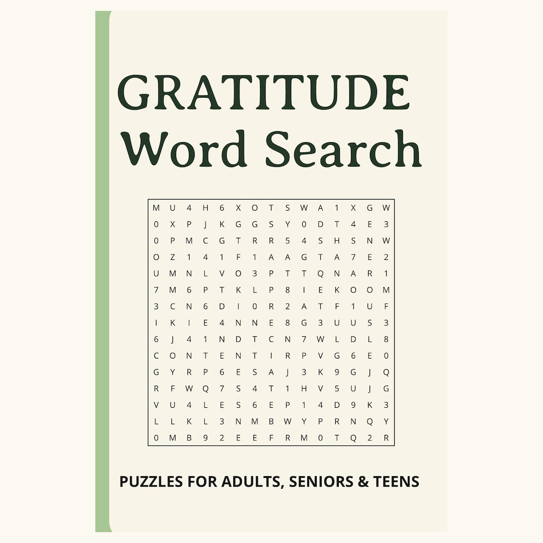 Gratitude Word Search Puzzle Book | Mindfulness Activity for Adults ...