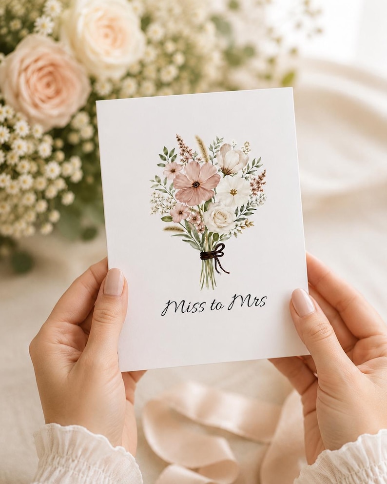 Floral Miss to Mrs Card | Bridal Shower Greeting (digital Download) - Etsy