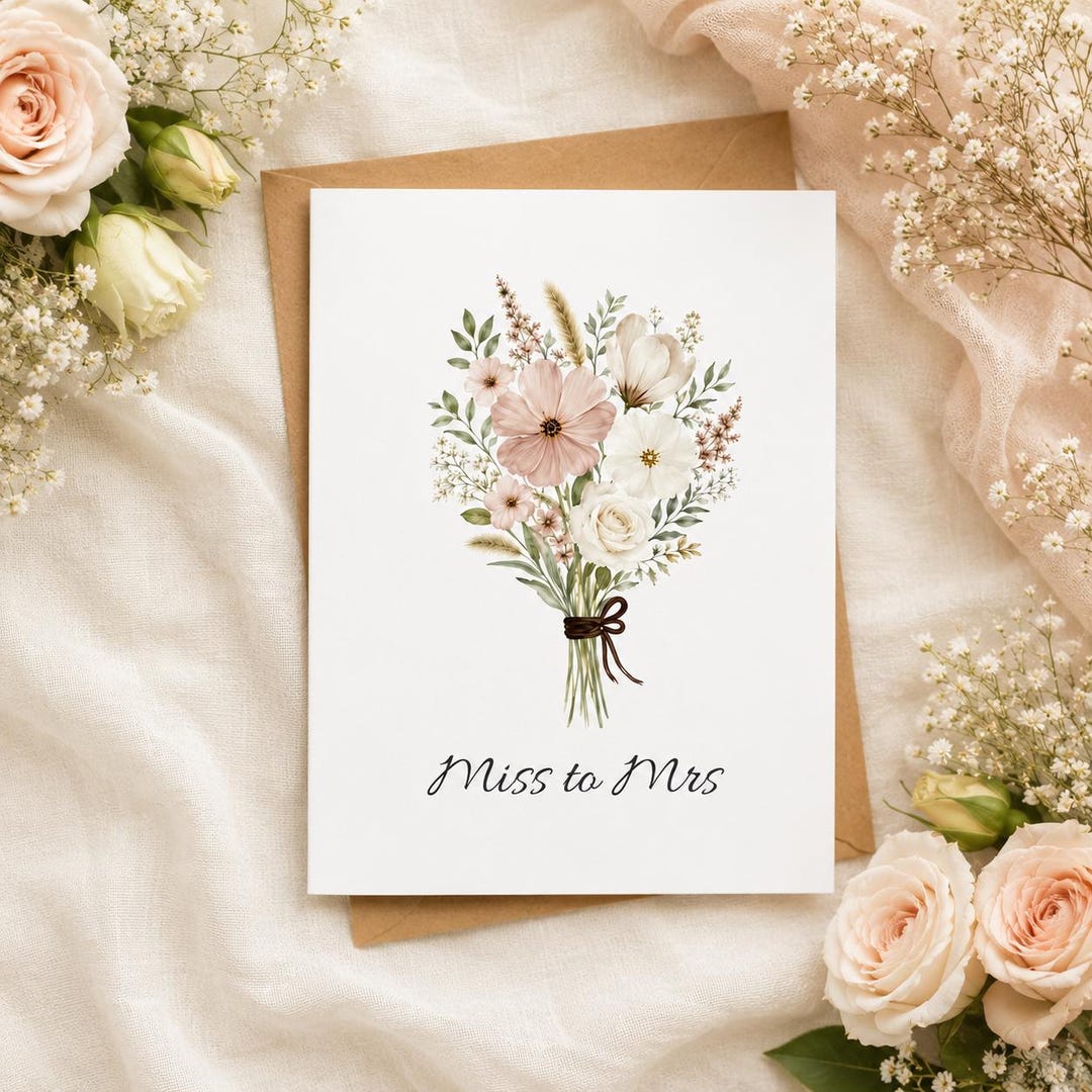 Floral Miss to Mrs Card | Bridal Shower Greeting (digital Download) - Etsy