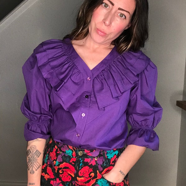 Ruffle Collar Shirt - Etsy