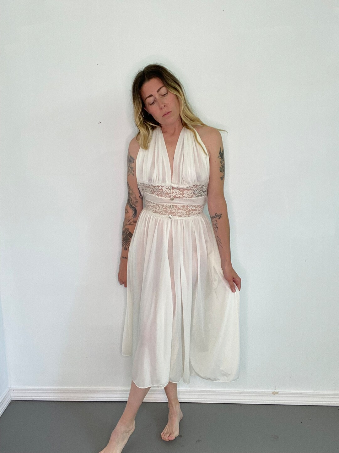 Vintage 50s, 60s, 70s, White Nightgown, Negligee, Dress, Marilyn Monroe ...