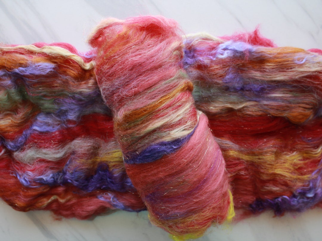 AUTUMN FESTIVAL Textured Spinning Batts With Kid Mohair Locks, Fiber to ...