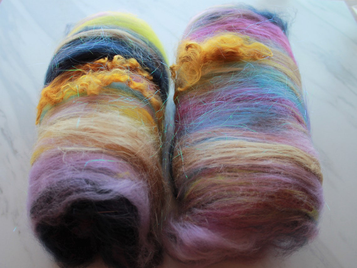 SUNKEN TREASURE Spinning Fiber Batts with Teeswater Locks | Etsy