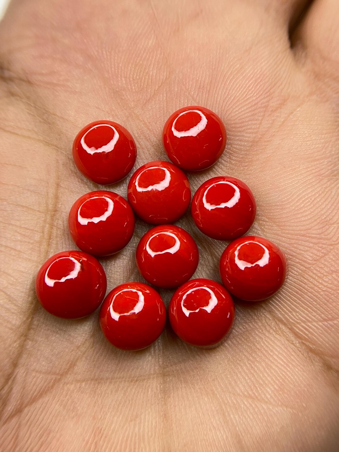 Red Coral Round Cabochon Gemstone: Hand Polished, Wholesale Loose Stone ...
