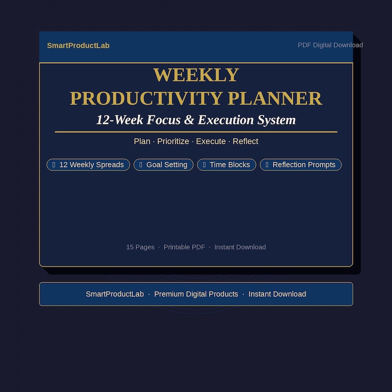 Weekly Productivity Planner | Printable PDF | Daily Schedule & Task ...