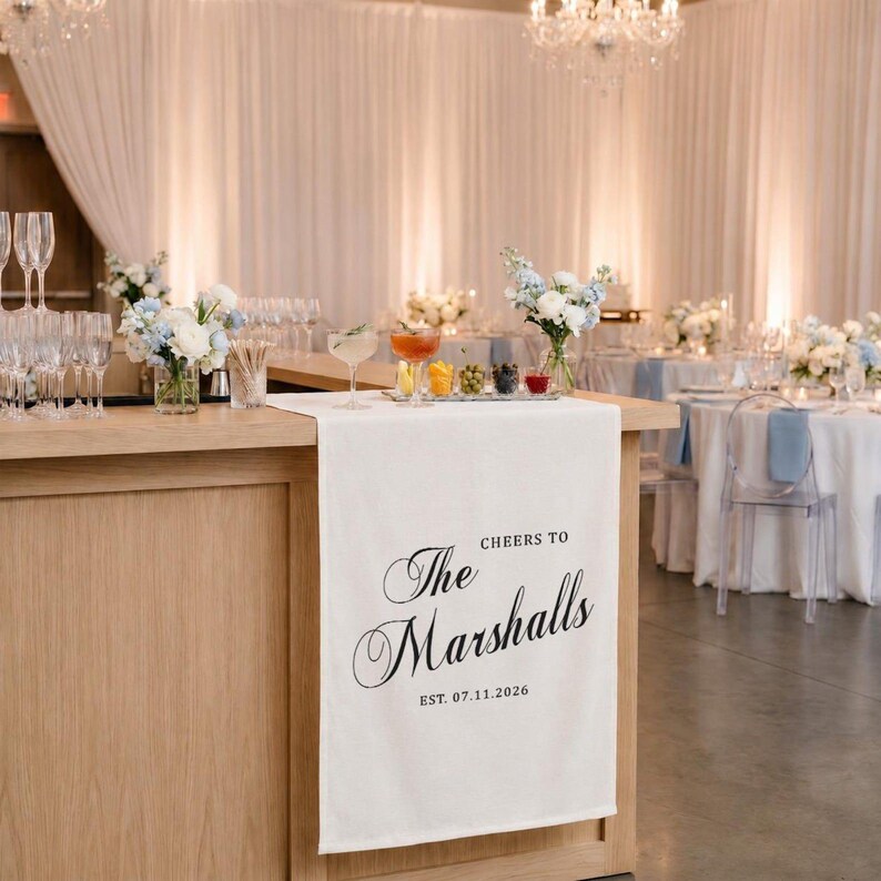 Linen Fabric Wedding Bar Sign, Custom Cocktail Menu, Personalized ...