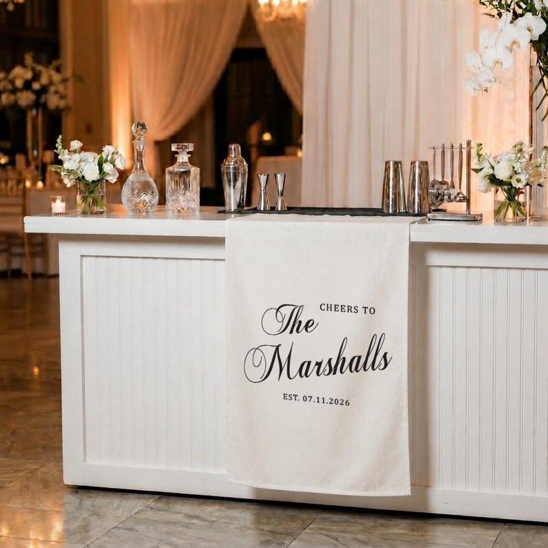 Linen Fabric Wedding Bar Sign, Custom Cocktail Menu, Personalized ...