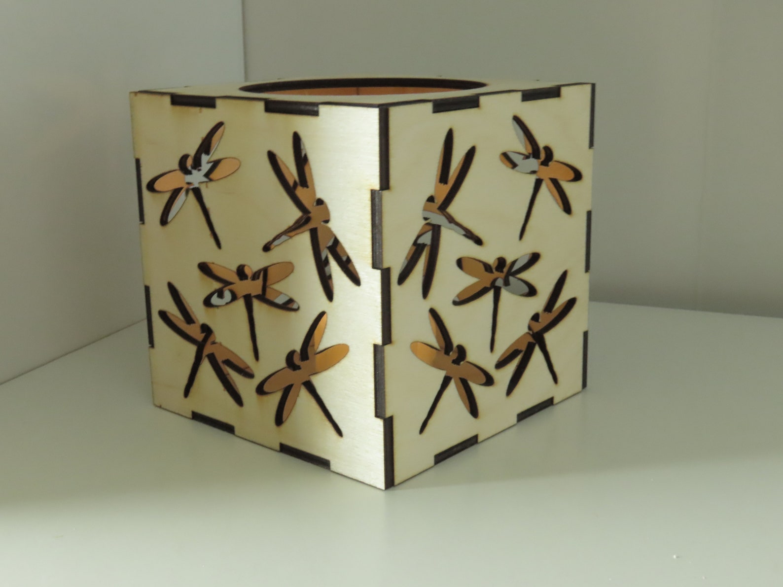 Dragonflies Shadow Casting Wood Lantern Rustic 4 Inch Candle - Etsy