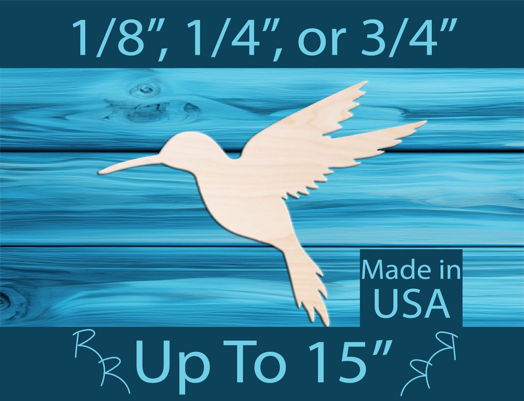 Unfinished Wood Hummingbird Cutout Shape. Laser Cut Wooden Craft. Paint ...