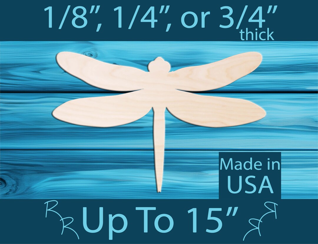 Unfinished Wood Dragonfly Cutout Shape. Laser Cut Wooden Summer Craft ...