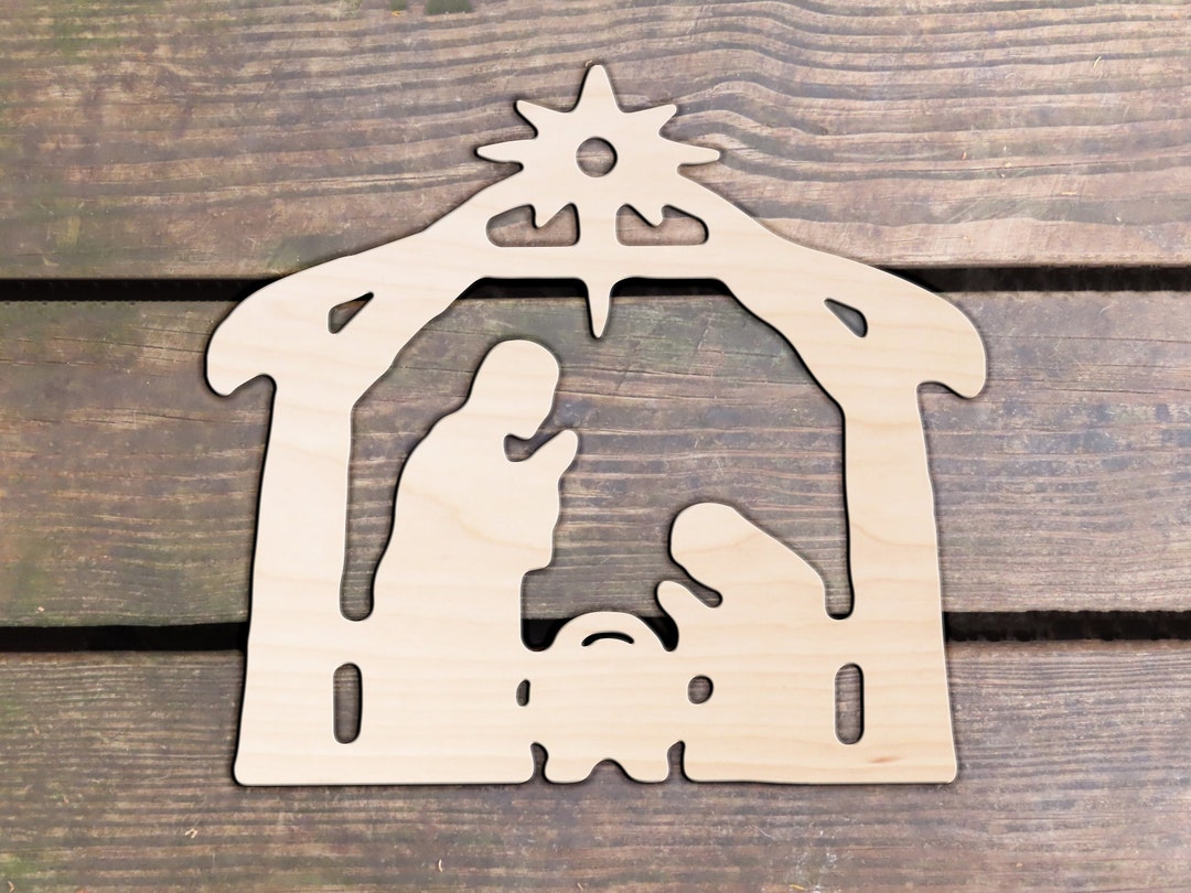 Wood Nativity Cutout, Wooden Manger Cutout, Christmas Cutout, Wood ...