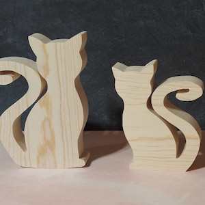 Unfinished Wood Cat Cutout, Standing Wooden Black Cat Shape, Unfinished ...