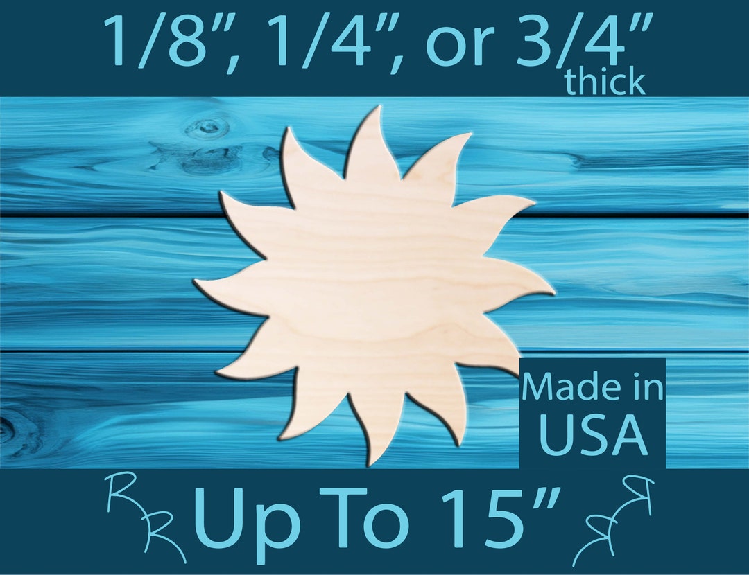 Unfinished Wood Sun Cutout Shape. Laser Cut Wooden Nature Craft. Paint ...