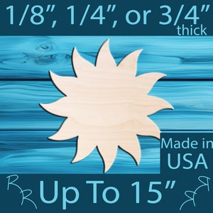 Unfinished Wood Sun Cutout Shape. Laser Cut Wooden Nature Craft. Paint ...