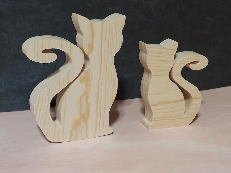 Unfinished Wood Cat Cutout, Standing Wooden Black Cat Shape, Unfinished ...