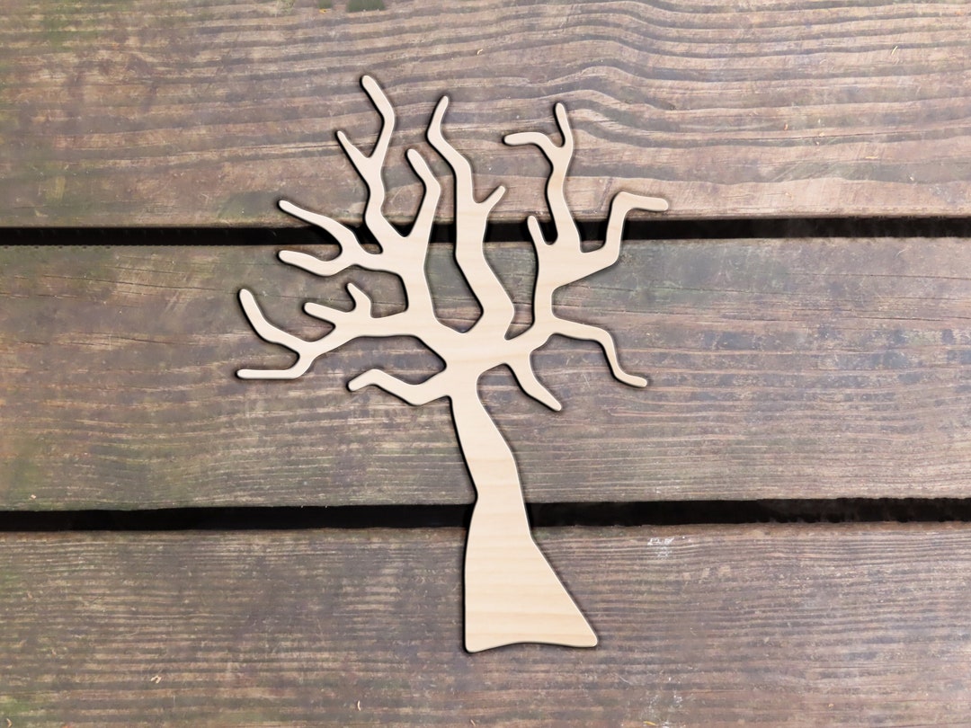 Wood Tree Cutout, Wooden Tree Cutout, Halloween Cutout, Wood Tree Shape ...