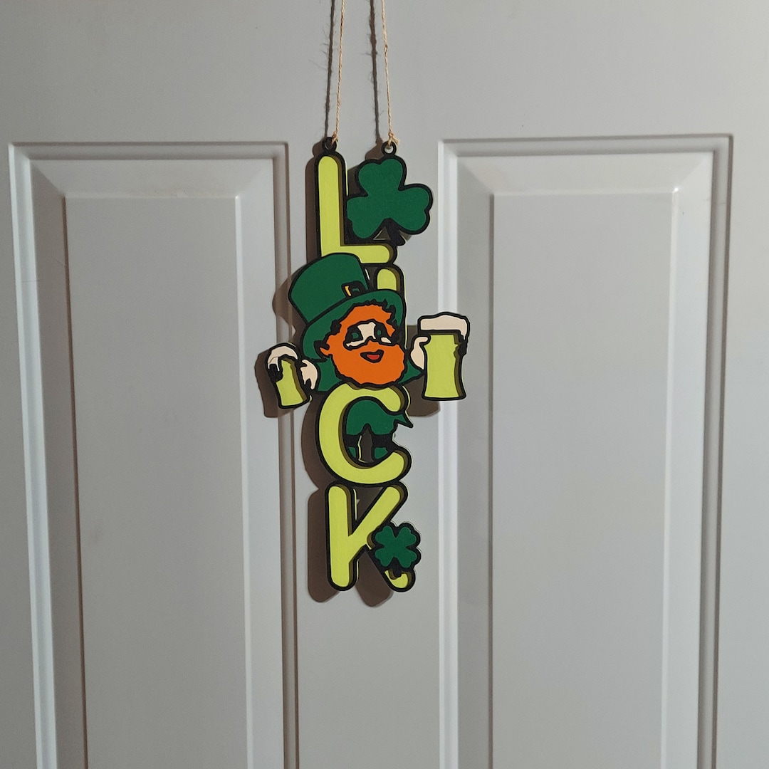 Leprechaun Luck St Patricks Day Door Sign. Finished or Unfinished Door ...