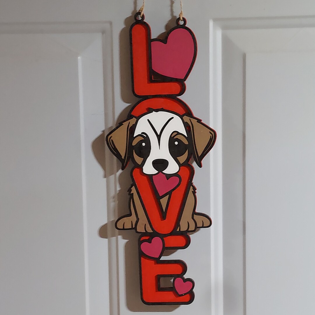 Puppy LOVE Valentines Day Door Sign. Finished or Unfinished Door Hanger ...