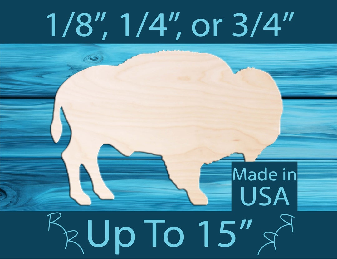 Unfinished Wood Buffalo Cutout Shape. Laser Cut Wooden Animal Craft ...