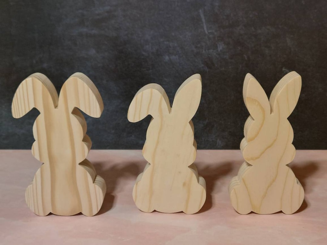 Unfinished Wood Easter Bunny, Wooden Easter Bunny, Wooden Easter Tier ...