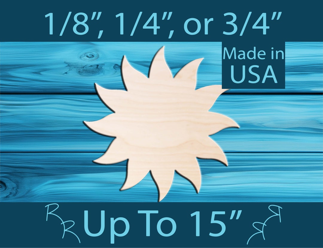 Unfinished Wood Sun Cutout Shape. Laser Cut Wooden Nature Craft. Paint ...