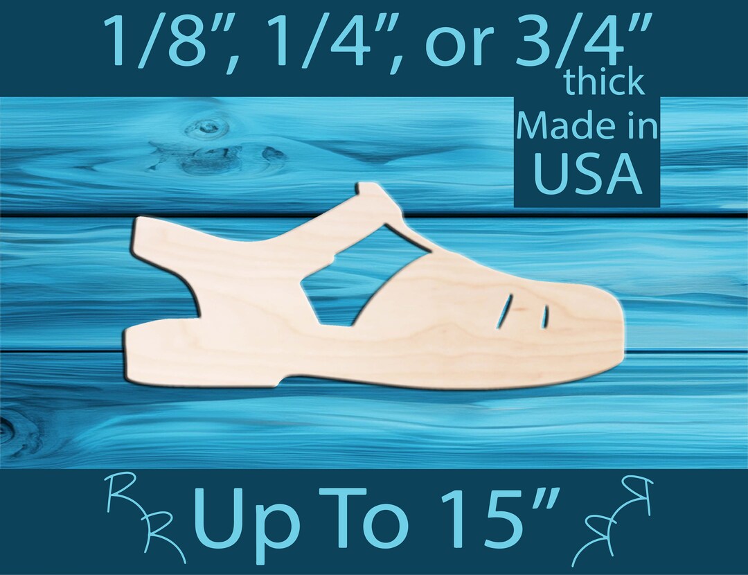 Unfinished Wood Sandal Cutout Shape. Laser Cut Wooden Summer Craft ...