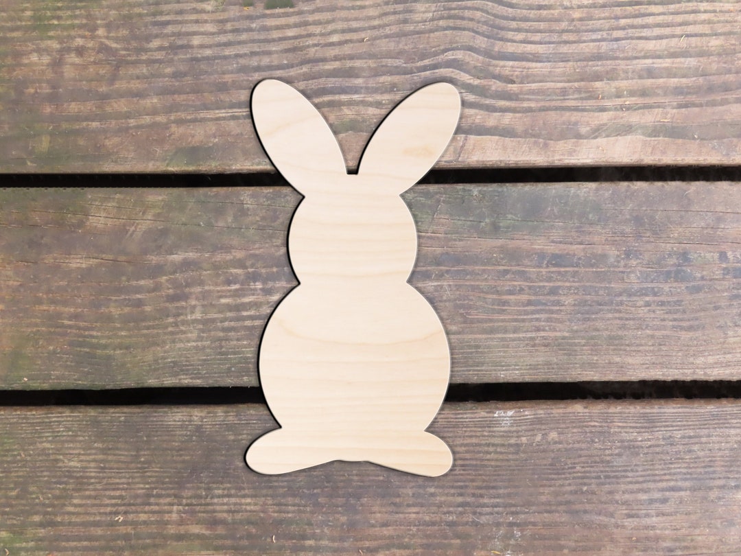 Unfinished Wood Bunny Cutout, Wood Rabbit Shape, Easter Cutout, Wooden ...