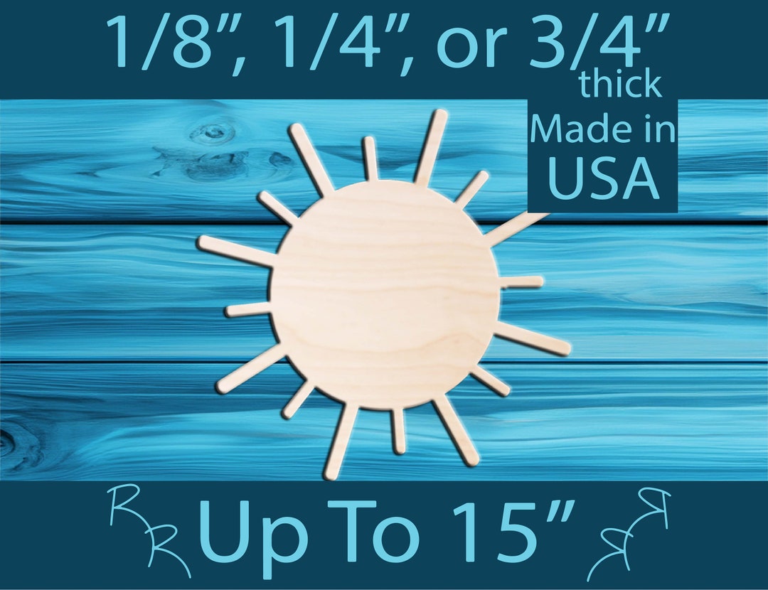 Unfinished Wood Sun Cutout Shape. Laser Cut Wooden Nature Craft. Paint ...