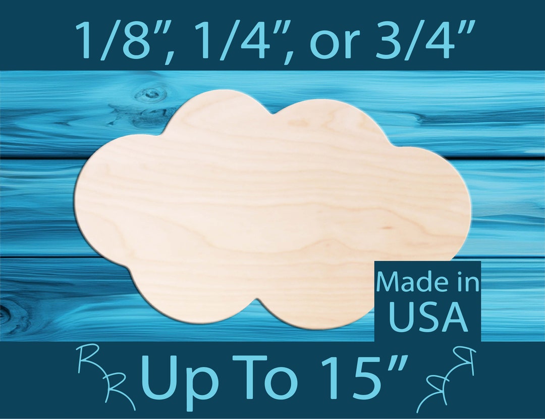 Unfinished Wood Cloud Cutout Shape. Laser Cut Wooden Nature Craft ...