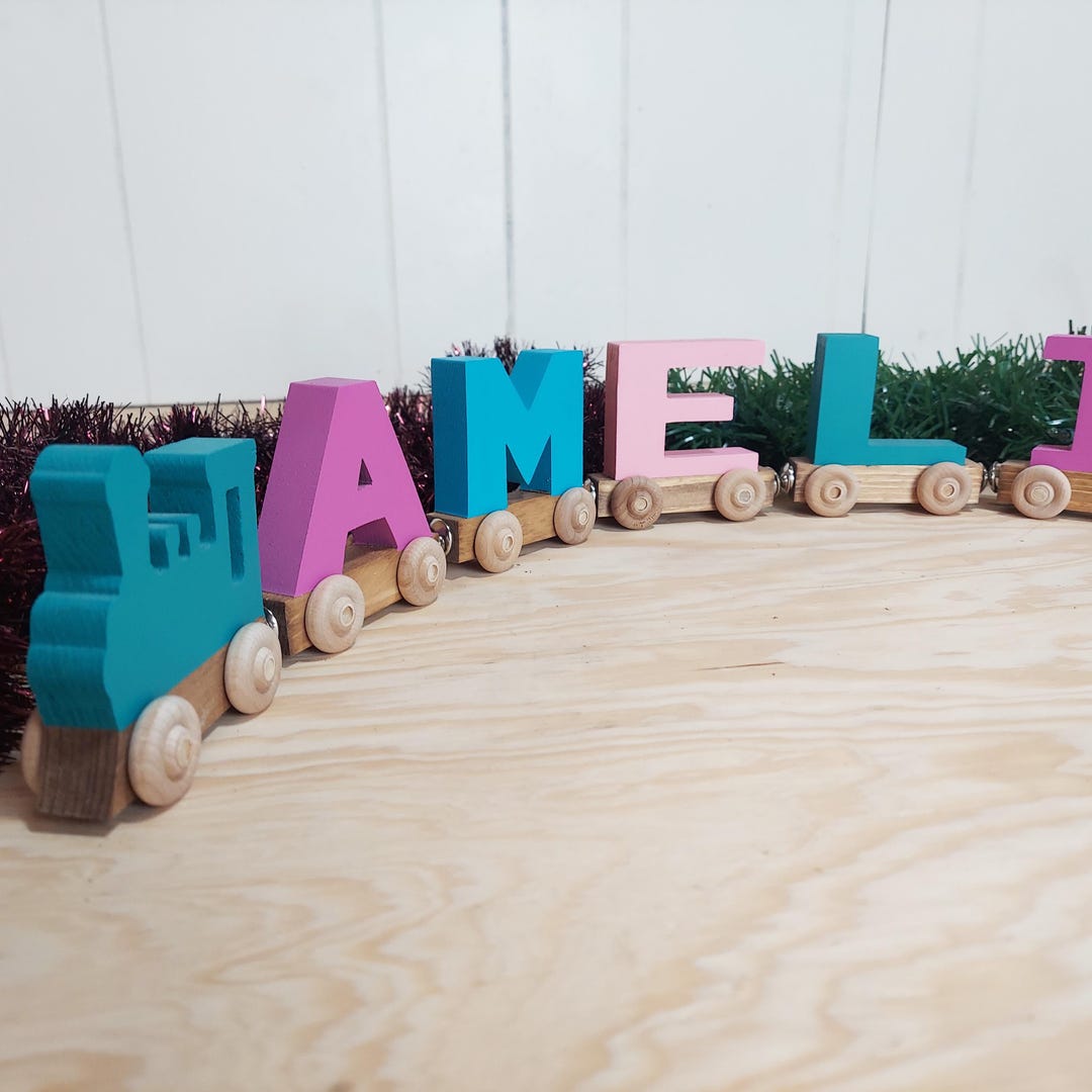 Personalized Wooden Train. Name Puzzle for Girls. Kids Magnetic Letter ...