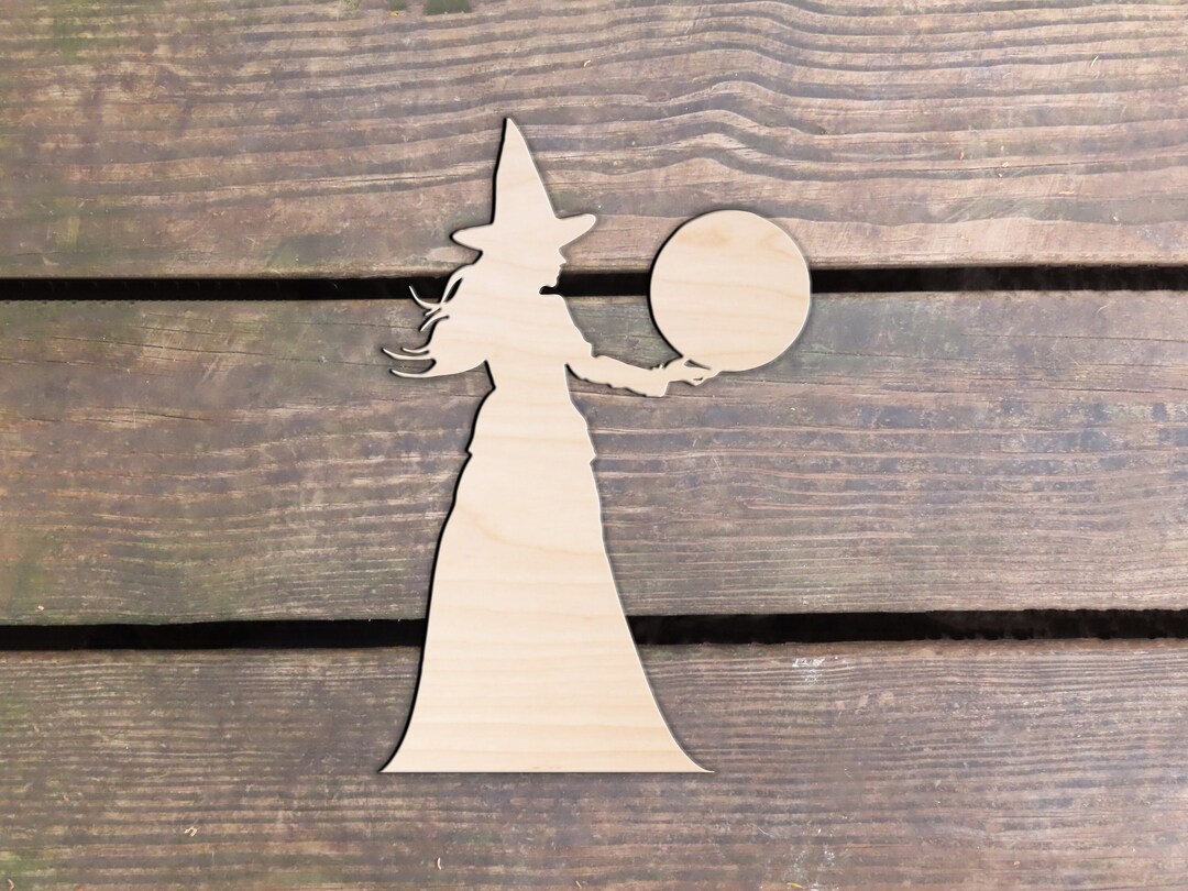 Wood Witch Cutout, Wooden Witch Cutout, Halloween Cutout, Wood Witch ...