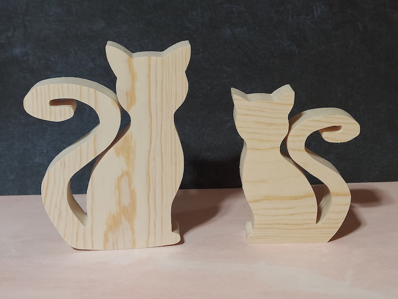 Unfinished Wood Cat Cutout, Standing Wooden Black Cat Shape, Unfinished ...