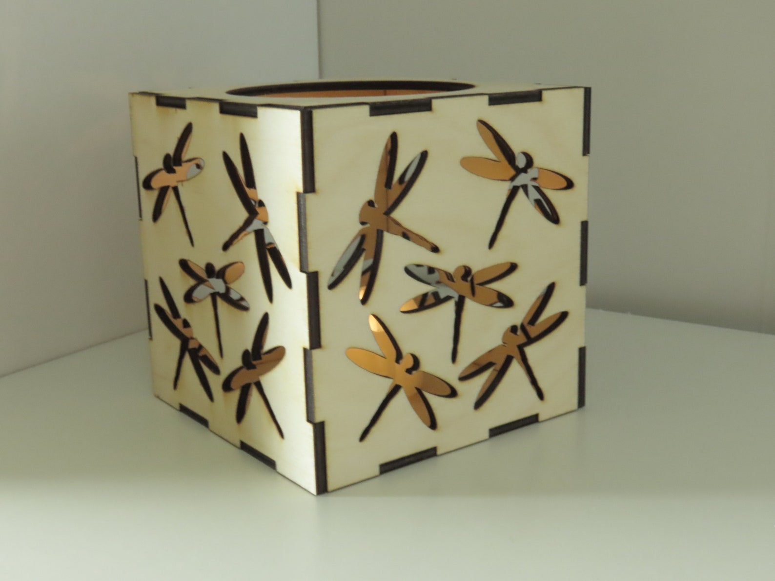 Dragonflies Shadow Casting Wood Lantern Rustic 4 Inch Candle - Etsy