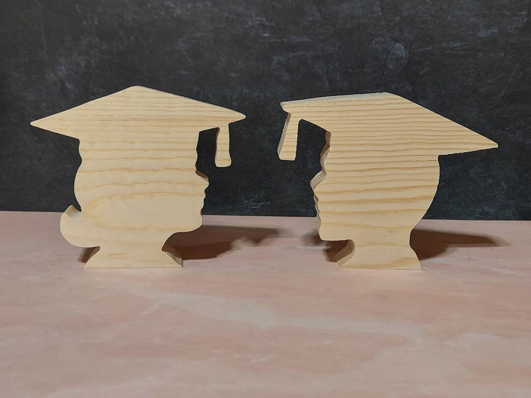 Unfinished Wood Graduation Girl or Boy, Wooden Graduation Head, Wooden ...