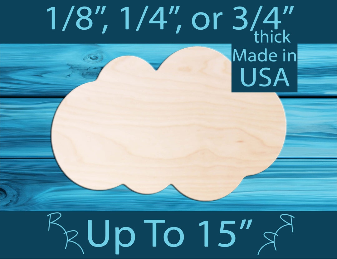 Unfinished Wood Cloud Cutout Shape. Laser Cut Wooden Nature Craft ...