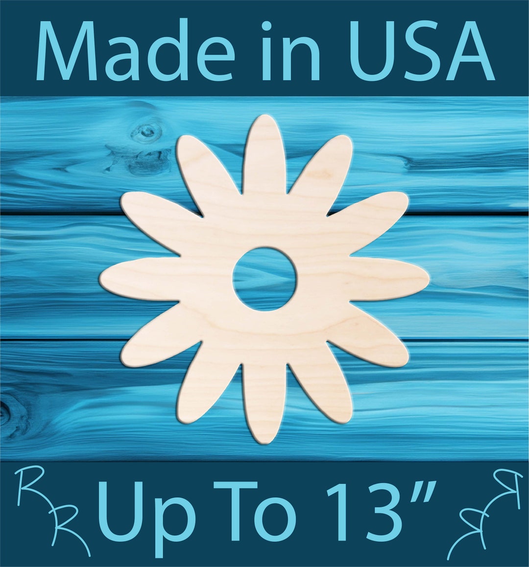 Unfinished Wood Daisy Cutout Shape. Laser Cut Wooden Spring Craft ...
