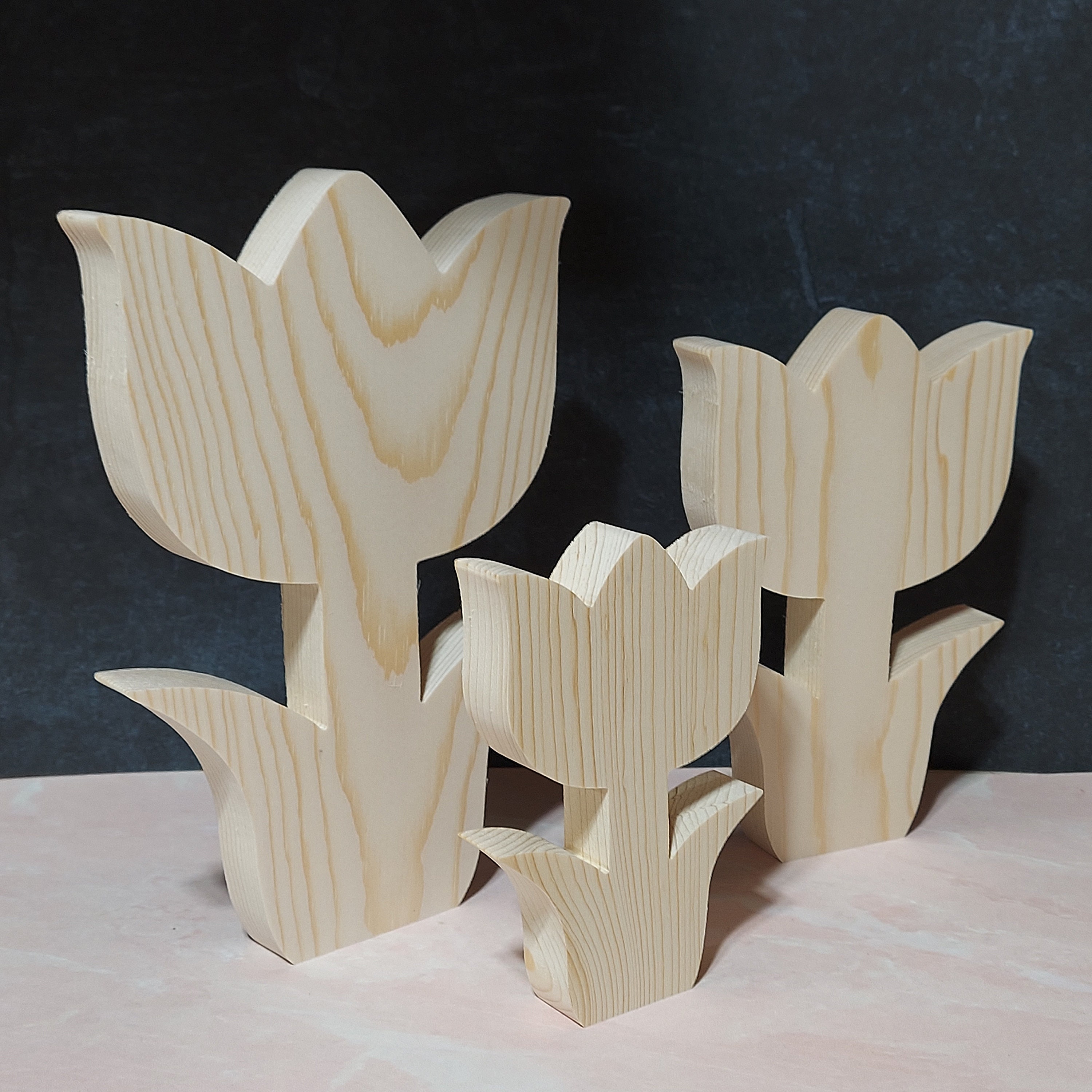 Unfinished Wood Tulip Cutout. Chunky Standing Wooden Flower Shape, DIY ...