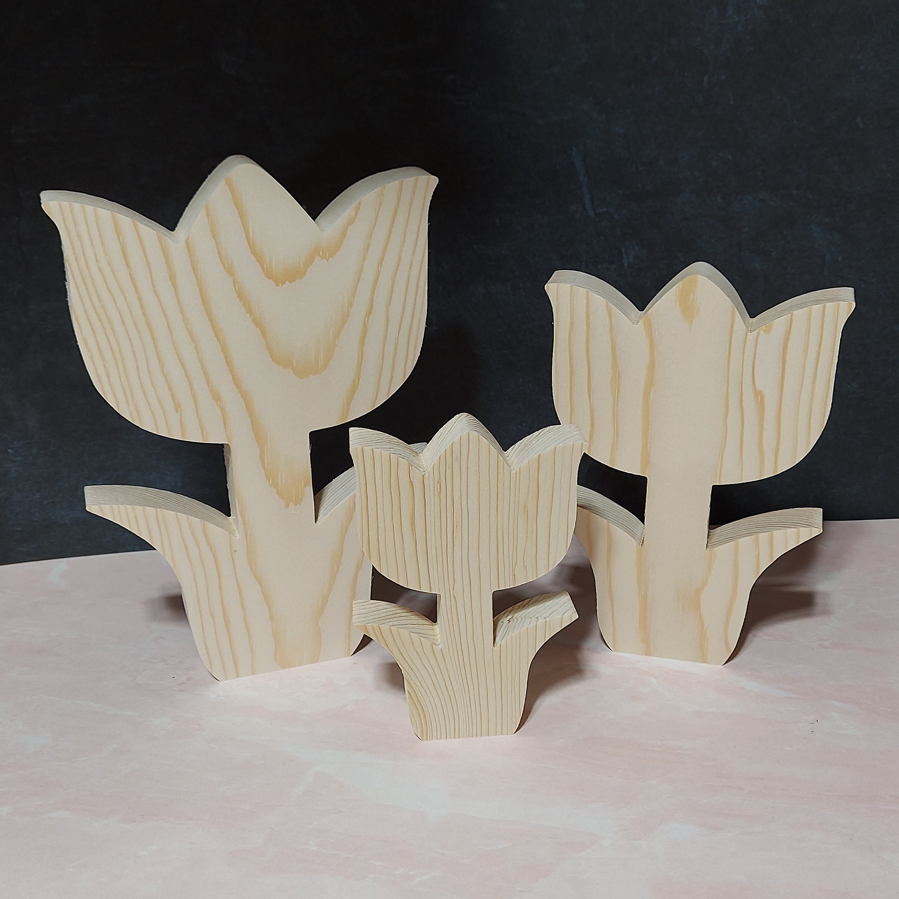 Unfinished Wood Tulip Cutout. Chunky Standing Wooden Flower Shape, DIY ...