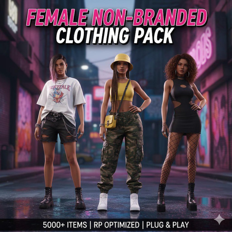Fivem Female Clothes Pack | Unbranded Outfits, Hairstyles, Faces ...