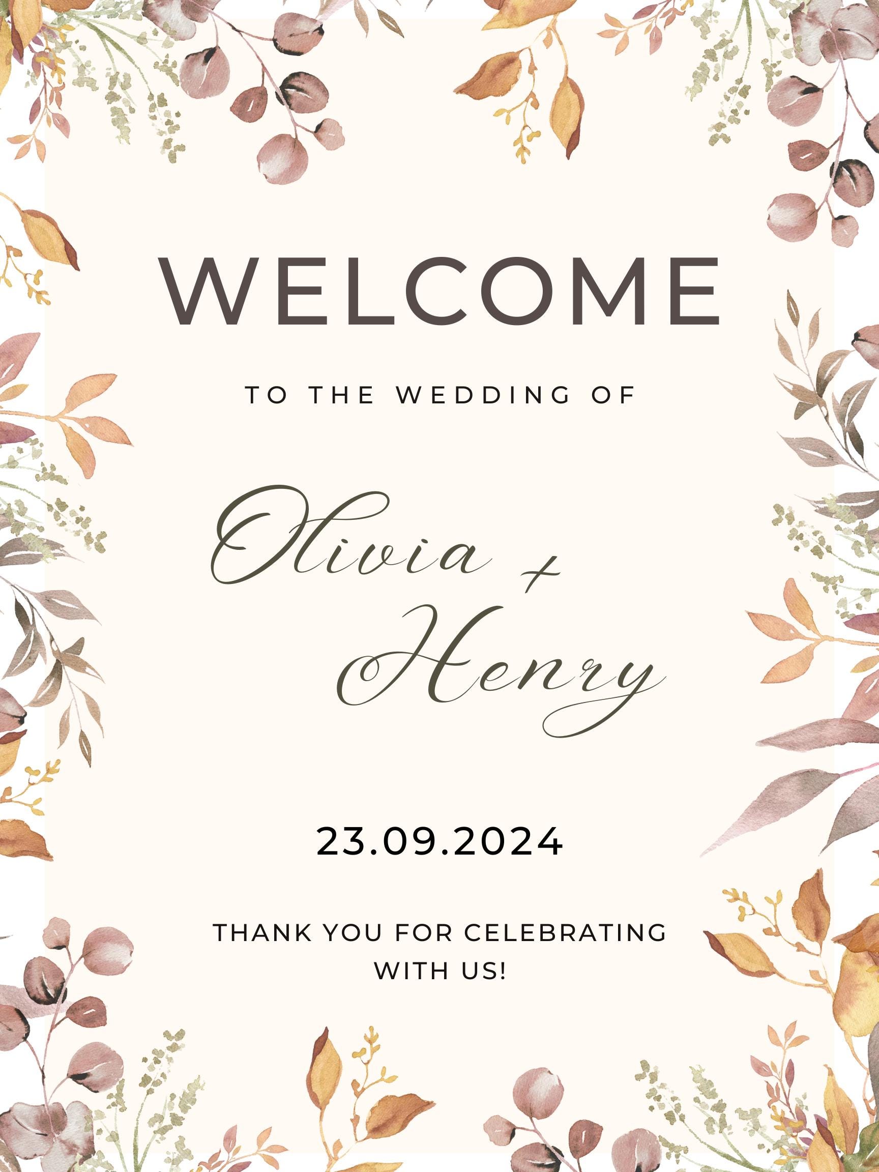 Custom Wedding Welcome Poster, Make Your Event Memorable! Several ...
