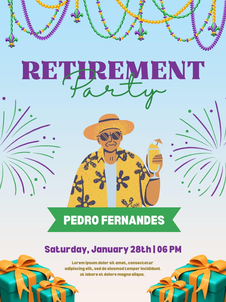 Customizable Retirement Poster - Email Your Details for This Custom ...