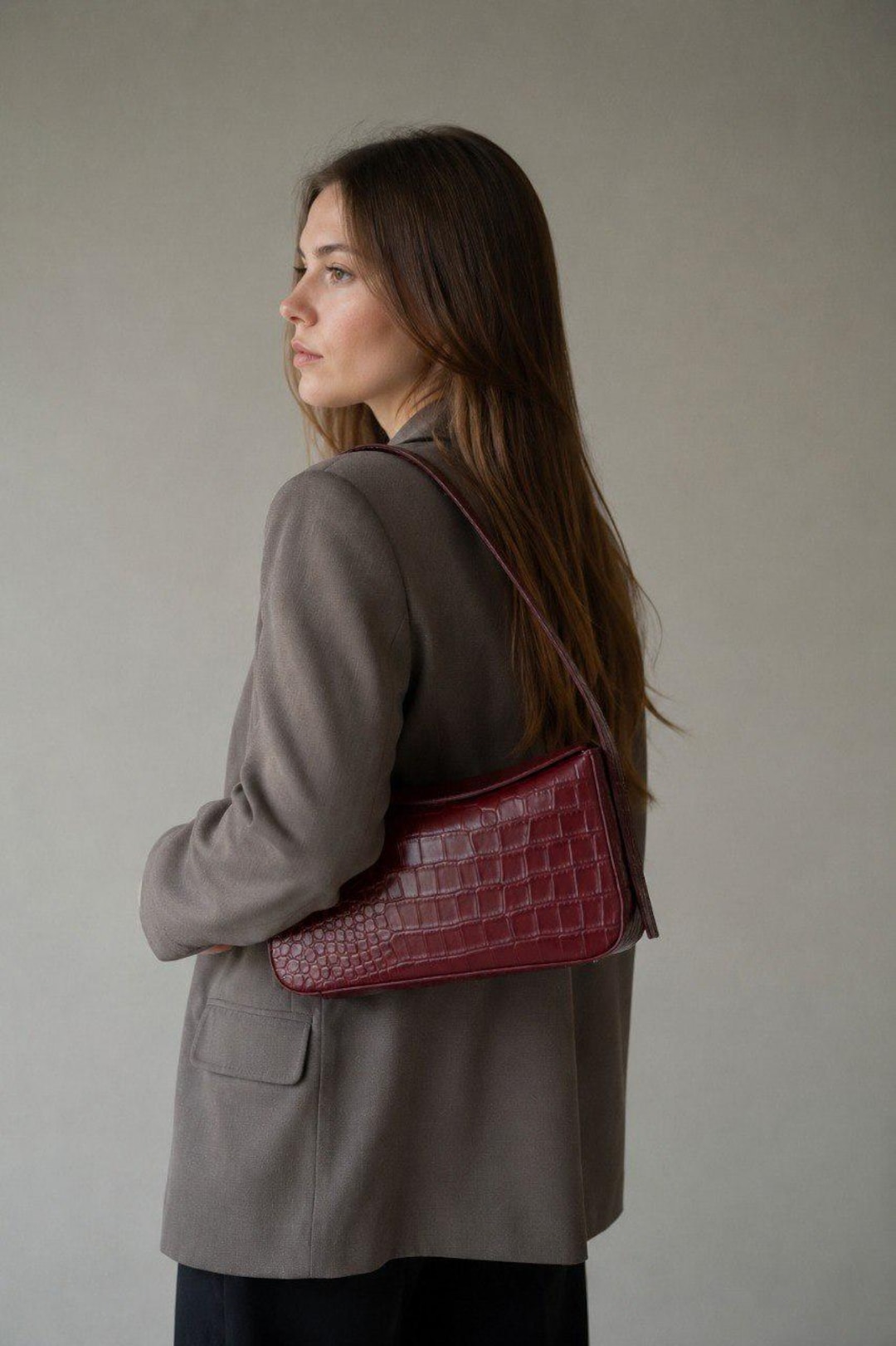 Burgundy Leather Small Shoulder Bag, Soft Top Handle Handbag Women - Etsy