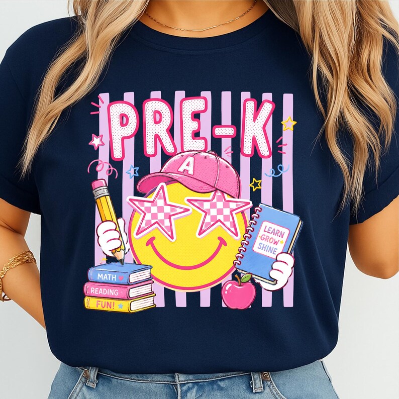 Retro Smiley Face Grade School DTF Transfer, Back to School Ready to ...