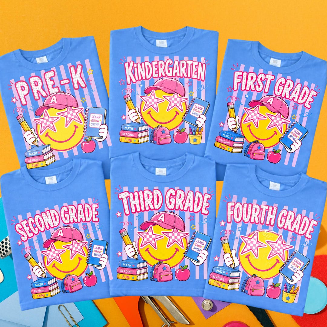 Retro Smiley Face Grade School DTF Transfer, Back to School Ready to ...